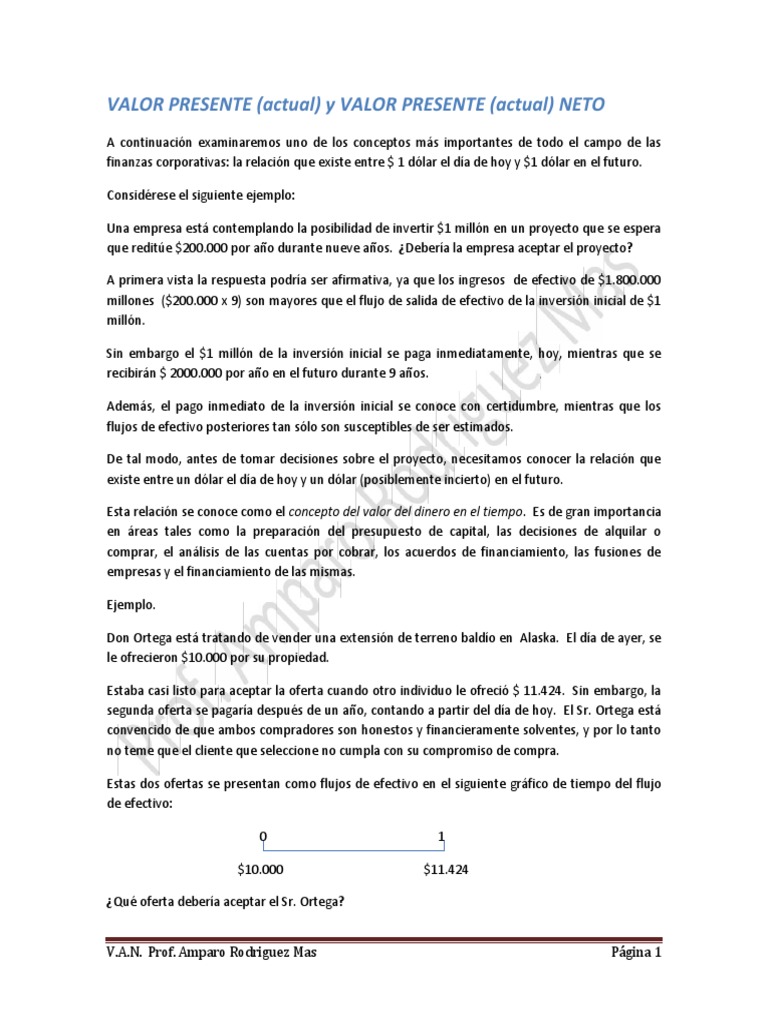Valor Actual Neto | PDF | Valor presente neto | Economias