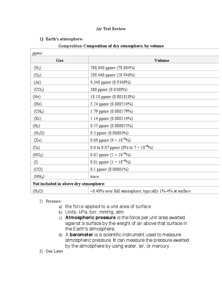 Air Test Review | PDF | Gases | Molecules