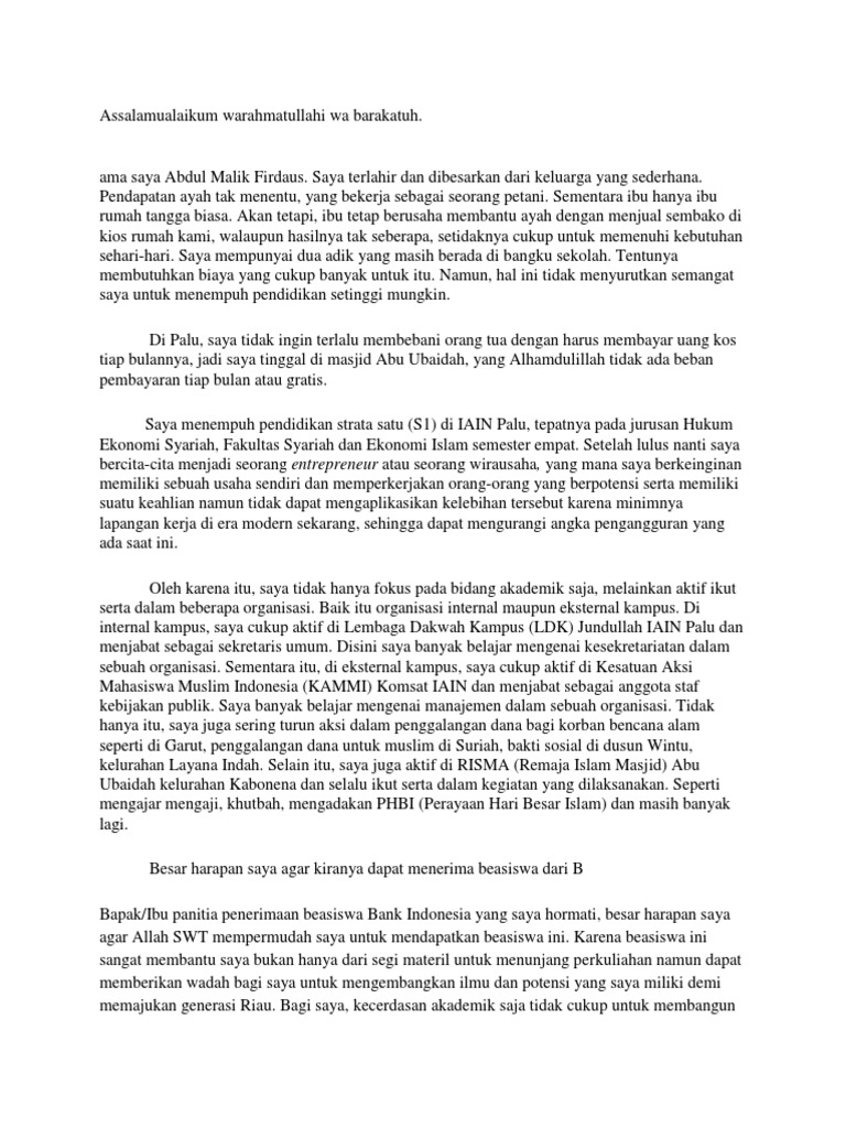 Contoh Motivation Letter | PDF
