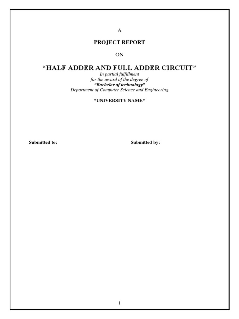 Half and Full Adder Circuit Report | PDF | Logic Gate | Digital Electronics