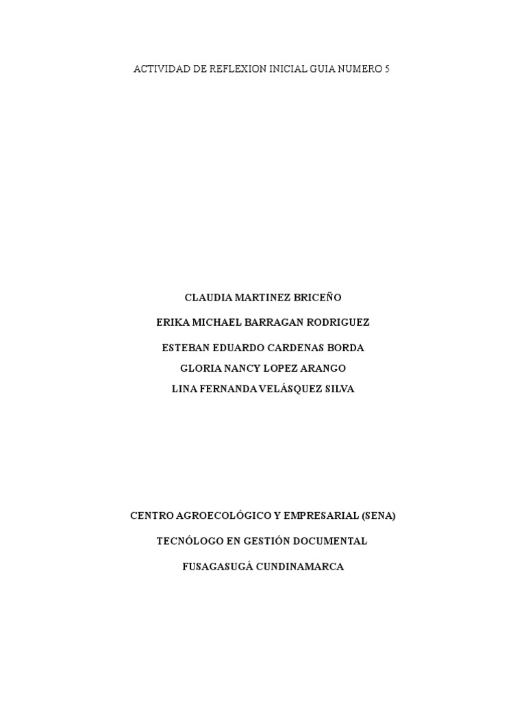 Actividad de Reflexion Inicial Guia Numero 5 | PDF | Información | Teoría