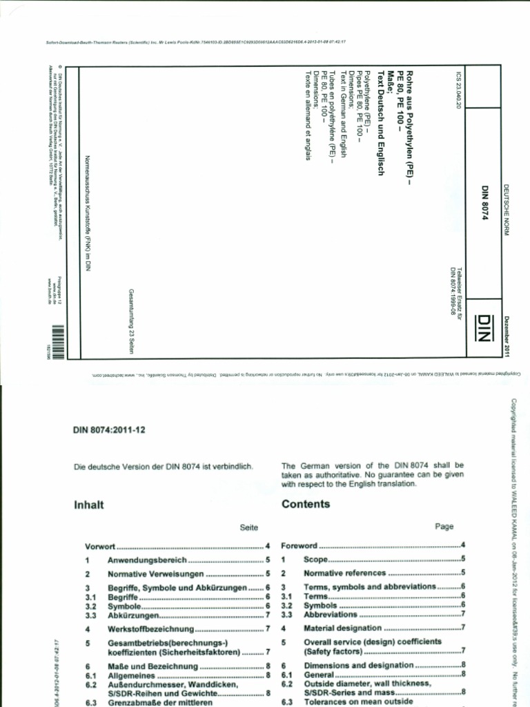 Din 8074 2011 PDF | PDF