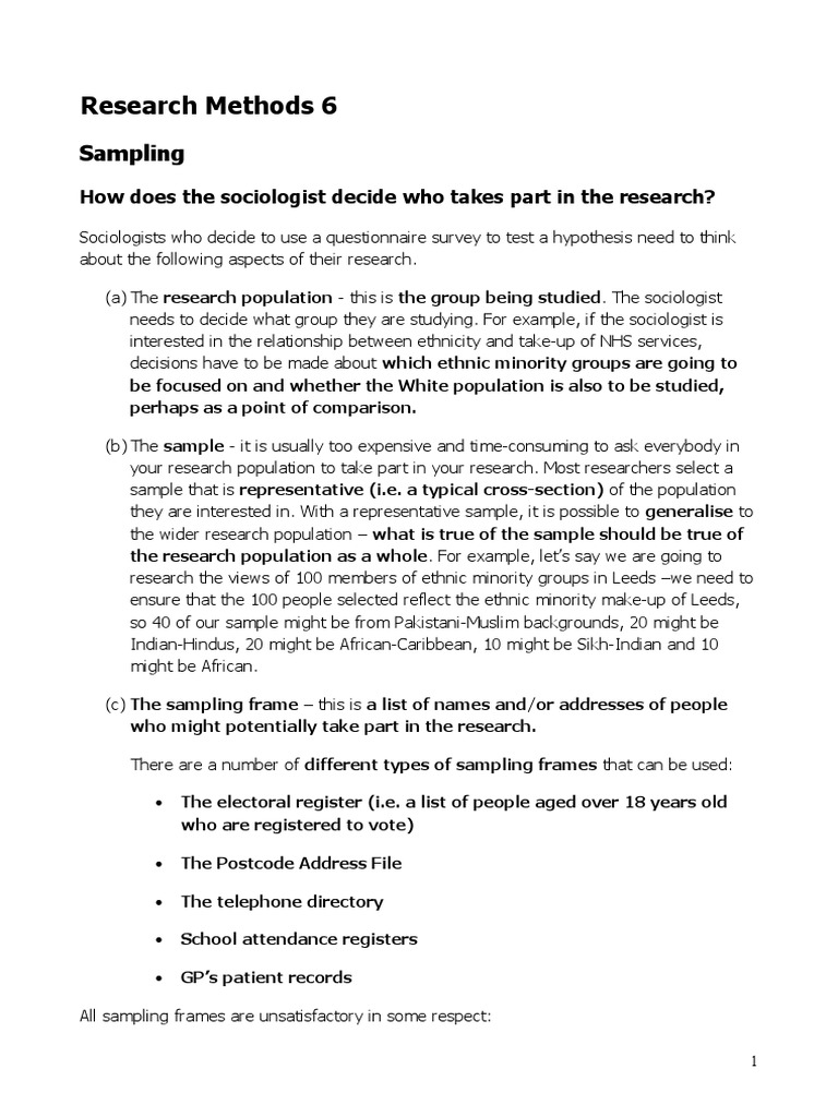 Methods 6 Sampling | PDF | Sampling (Statistics) | Randomness