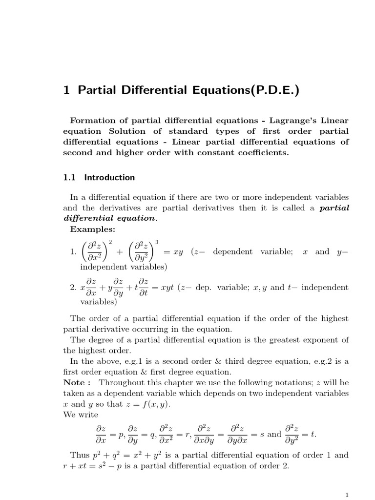 Unit 1 | PDF | Partial Differential Equation | Equations