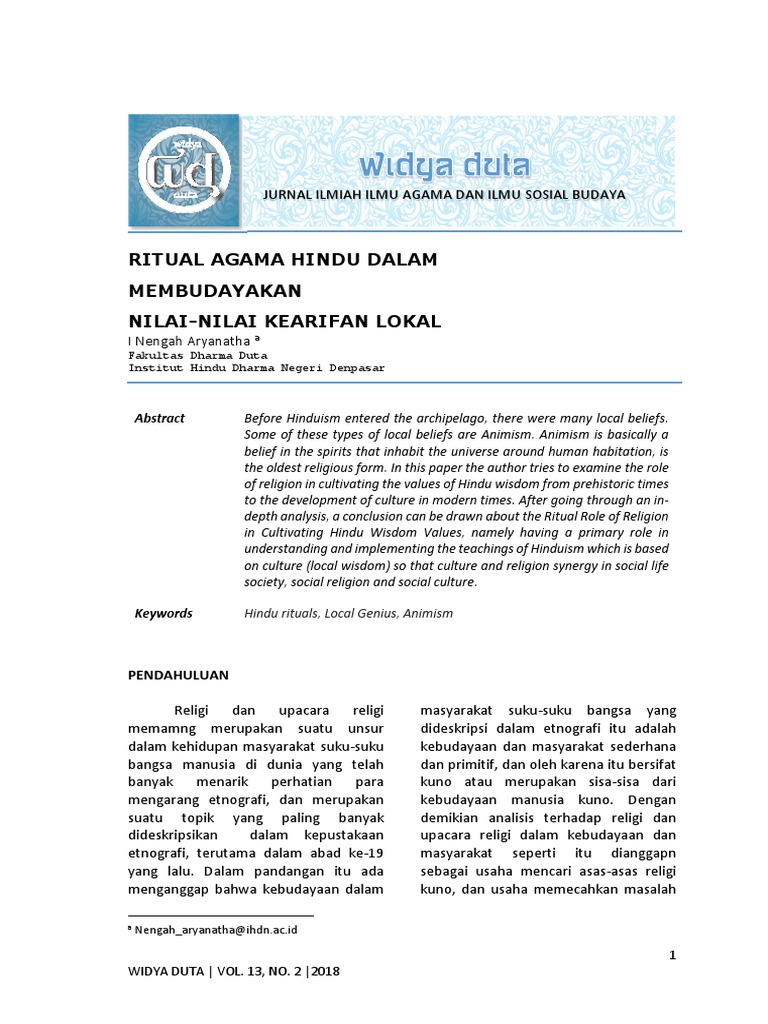 Ritual Agama Hindu Dalam Membudayakan PDF | PDF