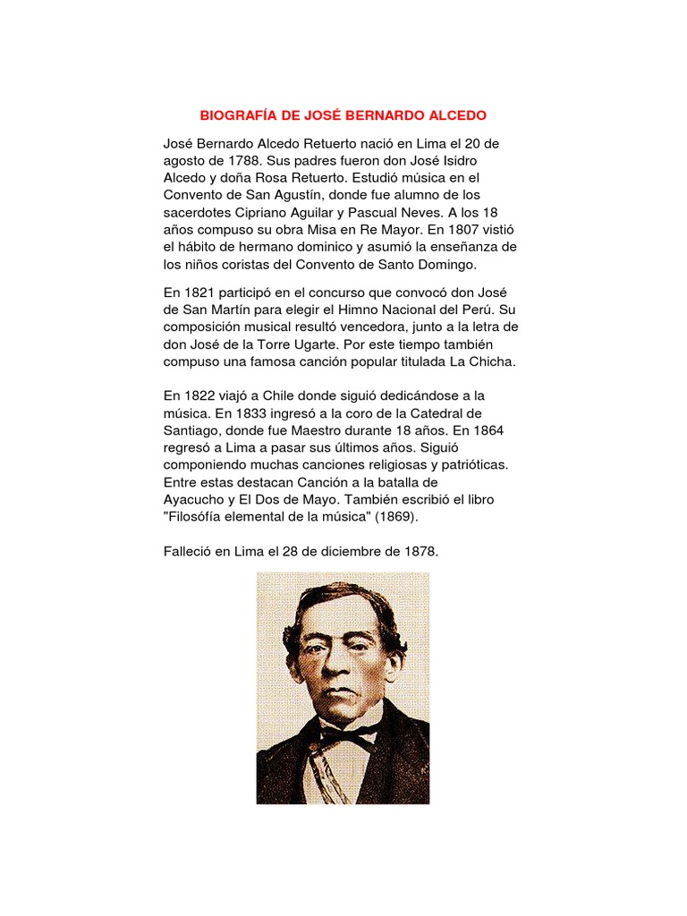 Biografía de José Bernardo Alcedo | PDF