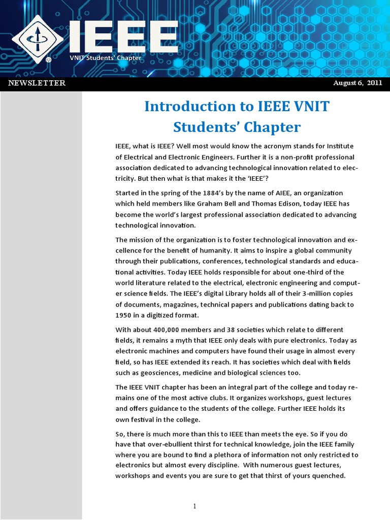 Introduction To IEEE VNIT Students' Chapter: Newsletter | PDF ...