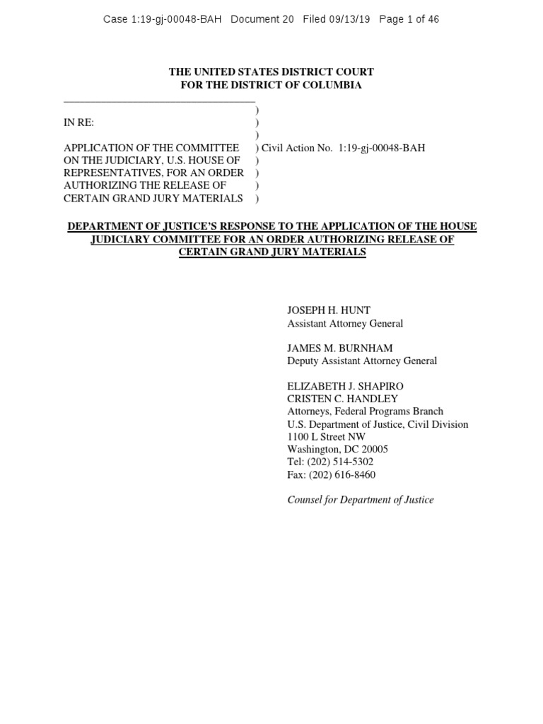 DOJ Impeachment Filing | PDF | Discovery (Law) | United States House Of ...