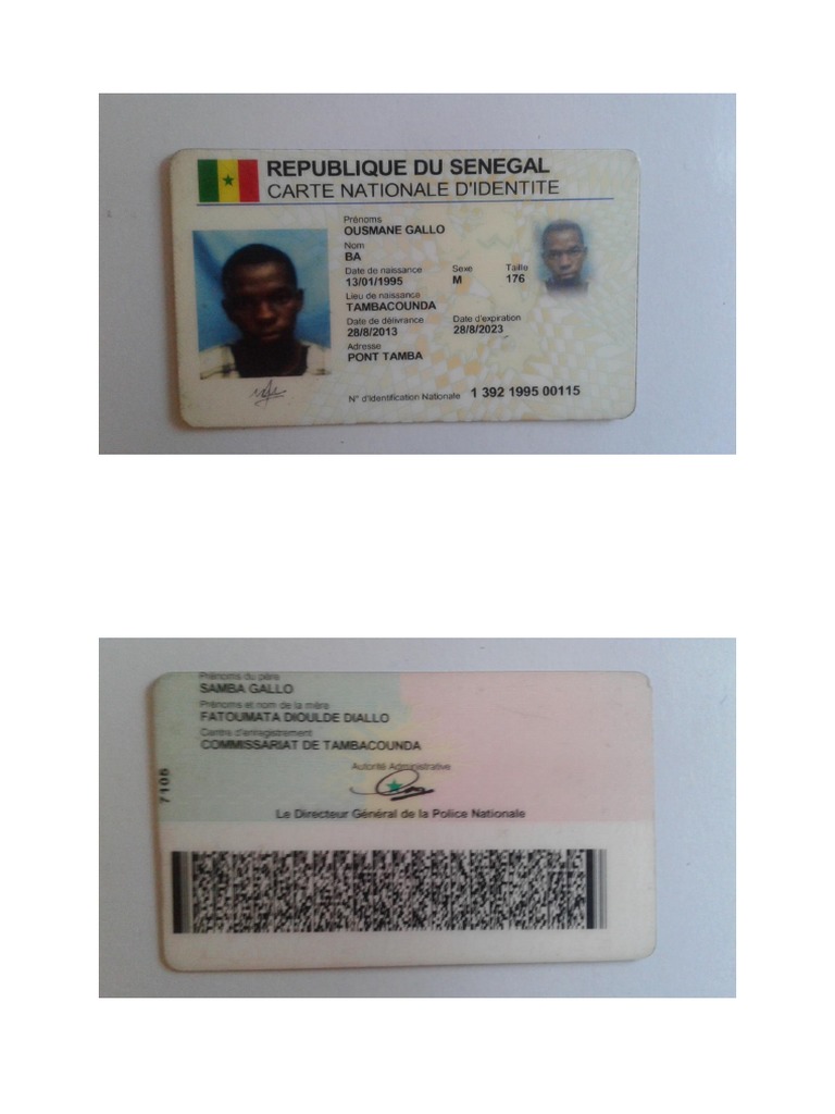 Carte Nationale D'identité Senegal | PDF
