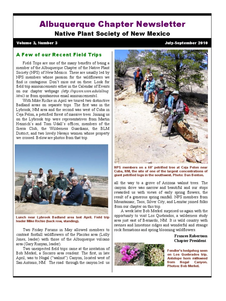 Albuquerque Chapter Newsletter: Native Plant Society of New Mexico ...