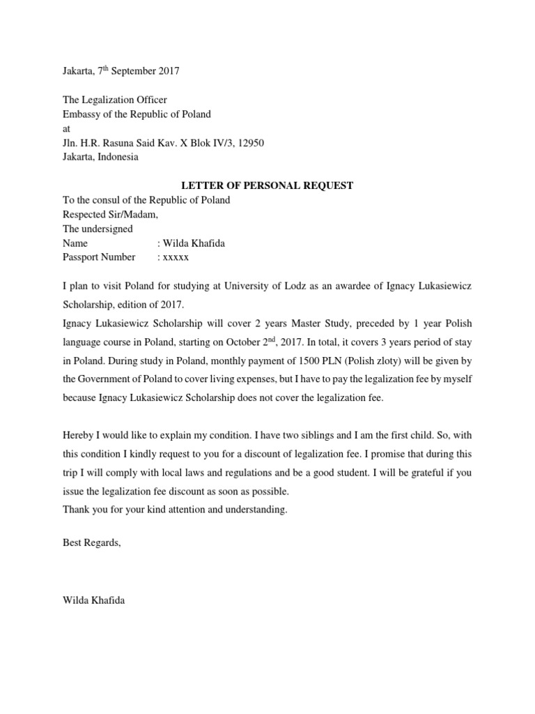 Request for Legalization Fee Discount | PDF | Travel