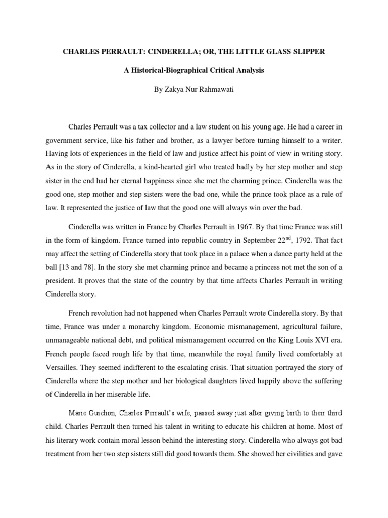 Perrault's Cinderella: A Critical Analysis | PDF | Cinderella | Charles ...