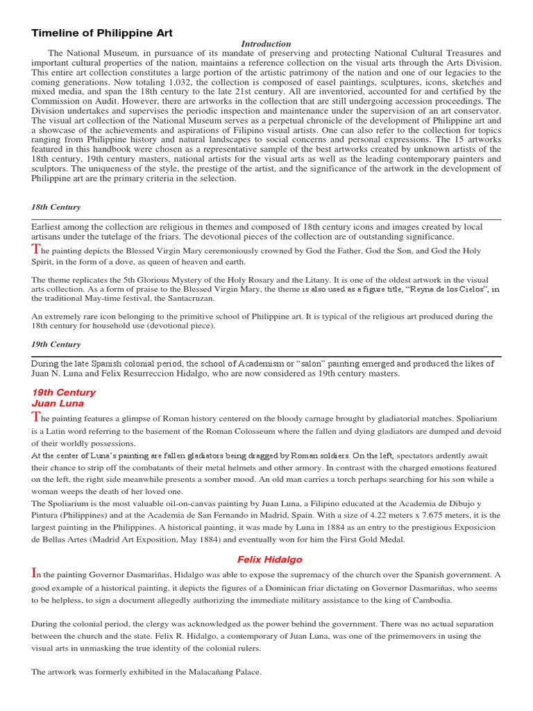 Timeline of Philippine Art | PDF | Philippines | Icon