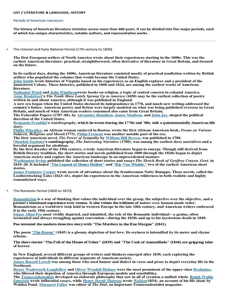 The Colonial and Early National Period (17th Century To 1830) | PDF ...