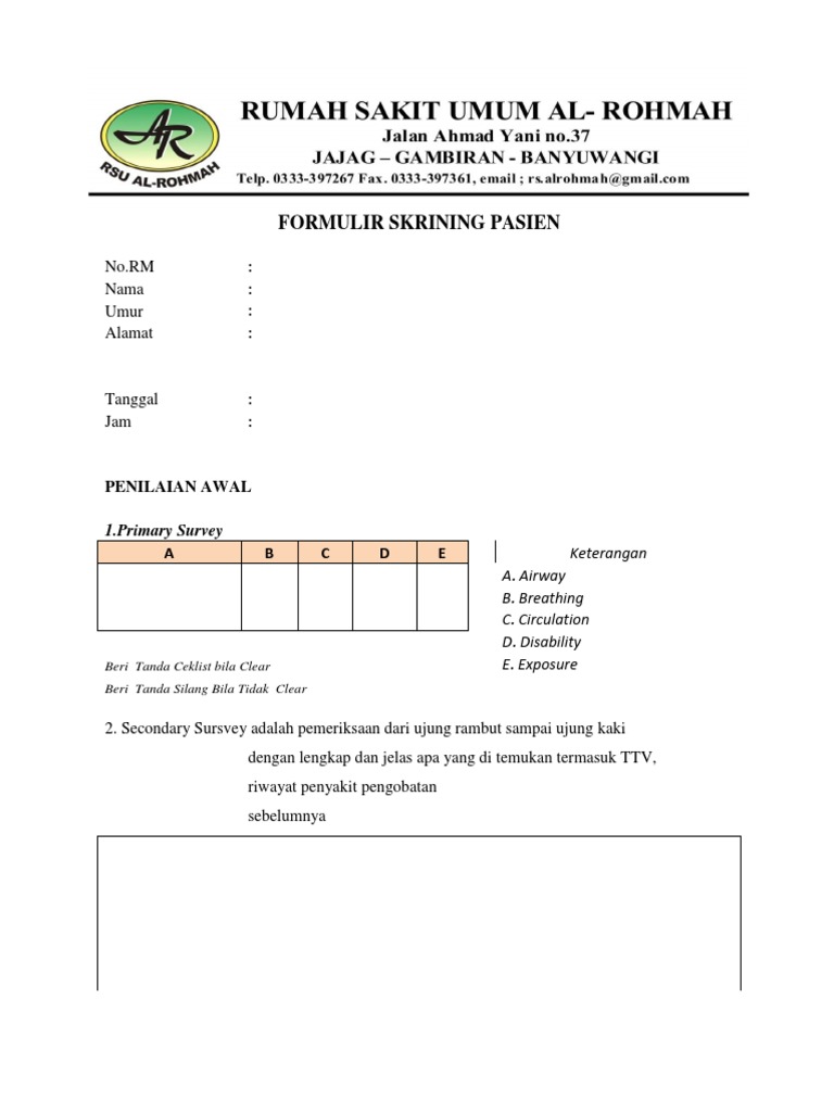 Formulir Skrining Pasien Rawat Inap | PDF