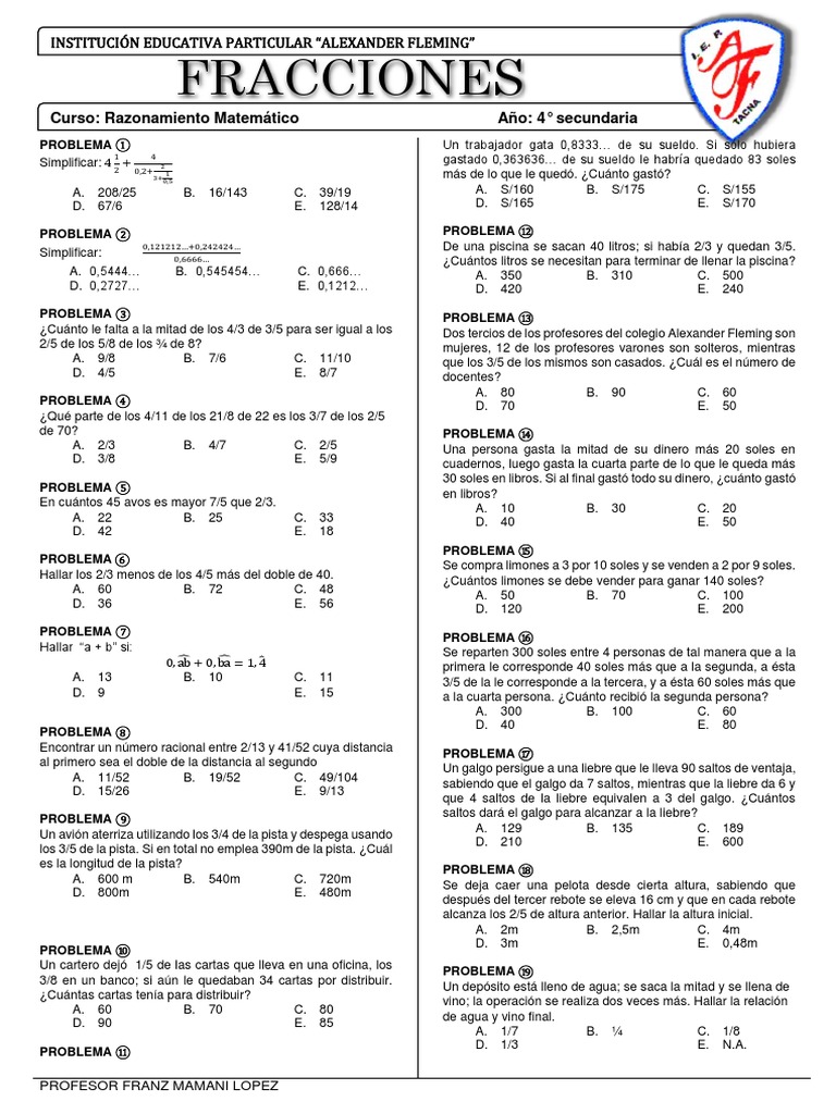 Fracciones 4to | PDF