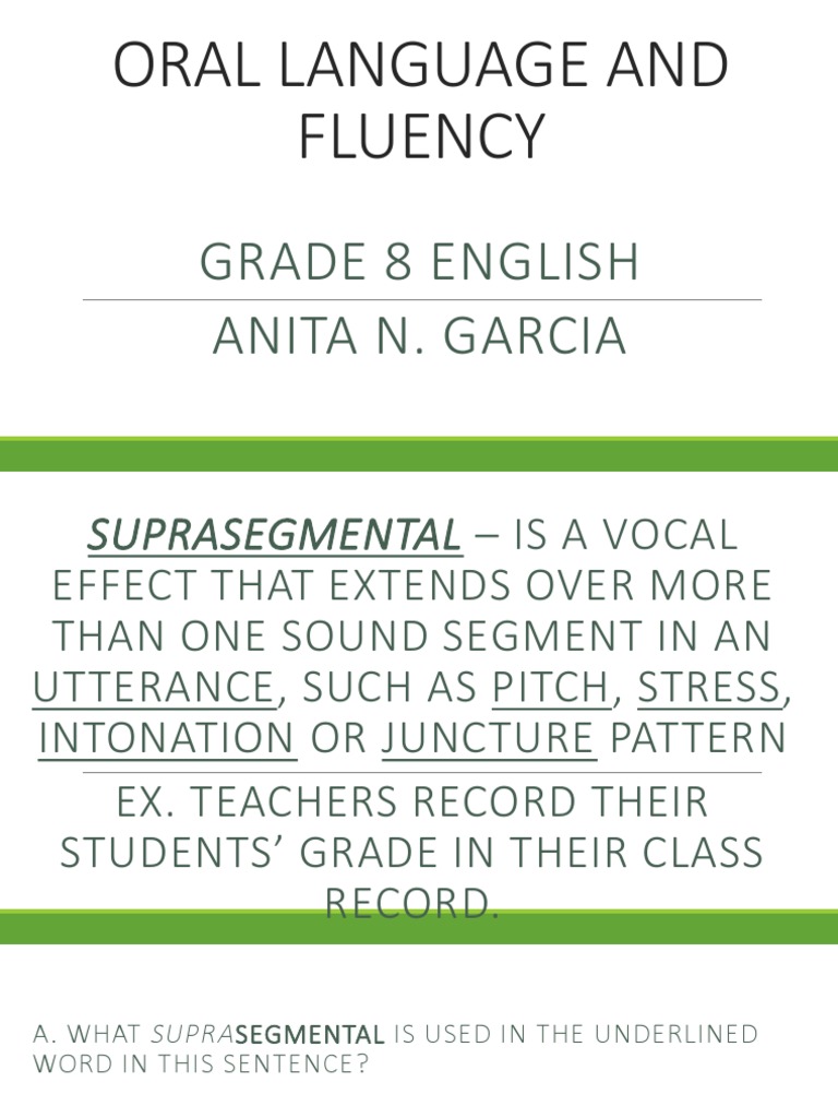 Grade 8 Oral Language Fluency Guide | PDF | Languages | Language Arts ...