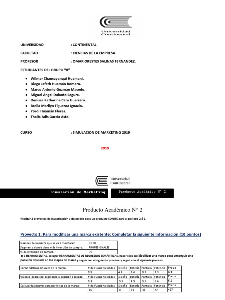Producto Académico N2 Curso Simulación de Marketing | PDF | Mercado (economía) | Microeconomía