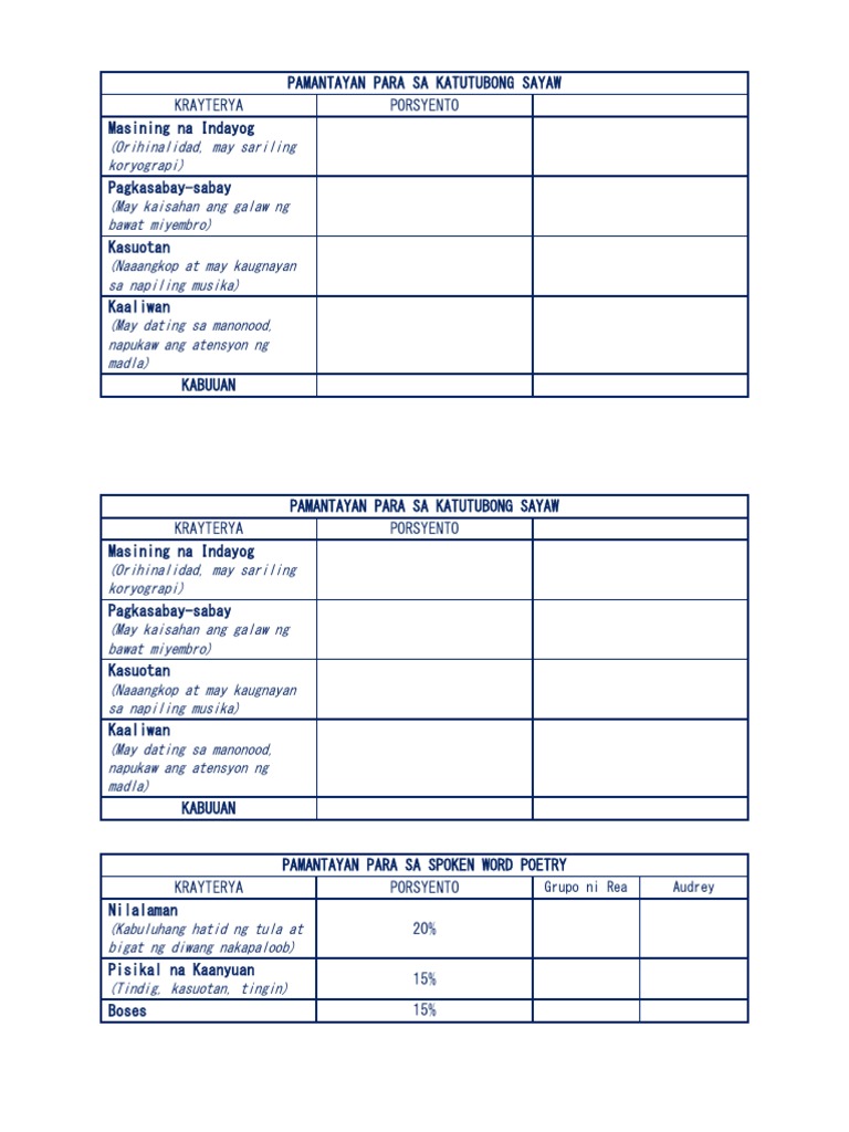 Pamantayan para Sa Katutubong Sayaw | PDF