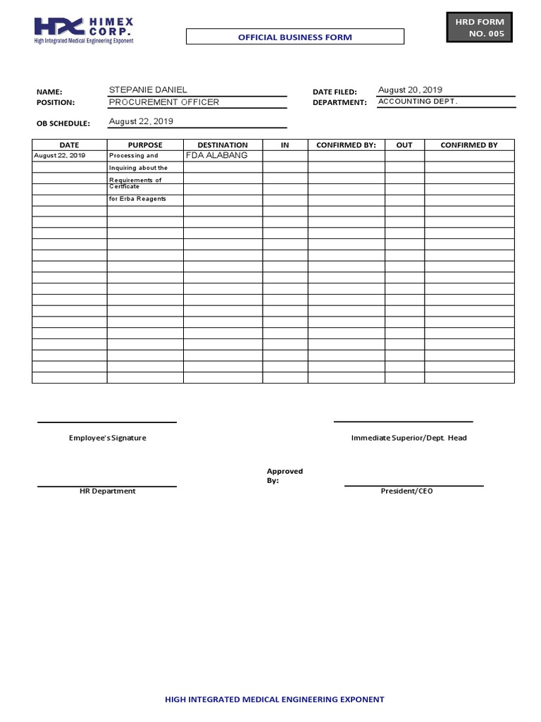 Official Business Form | PDF