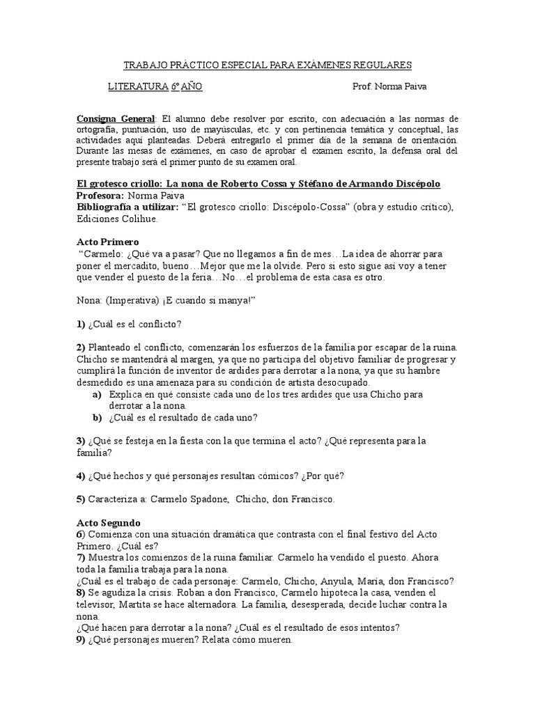 La Nona, Actividades | PDF