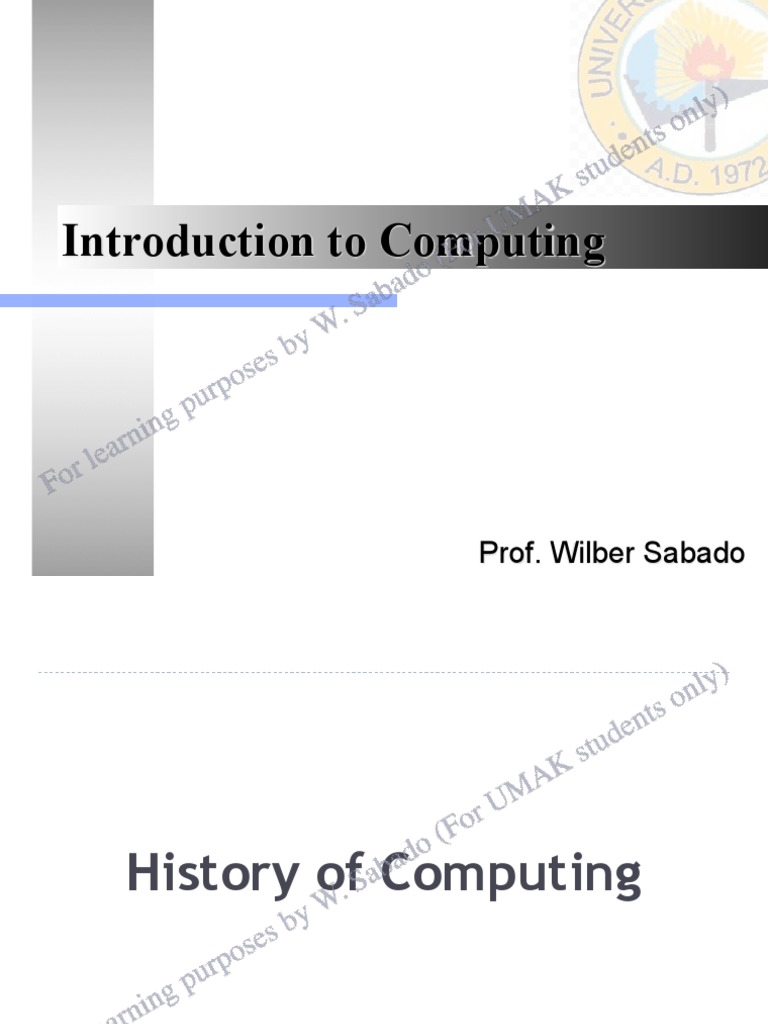 Introduction To Computing: Prof. Wilber Sabado | PDF | Integrated ...