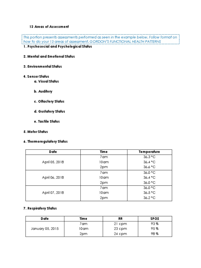 13 Areas of Assessment Format | Download Free PDF | Cognitive Science ...