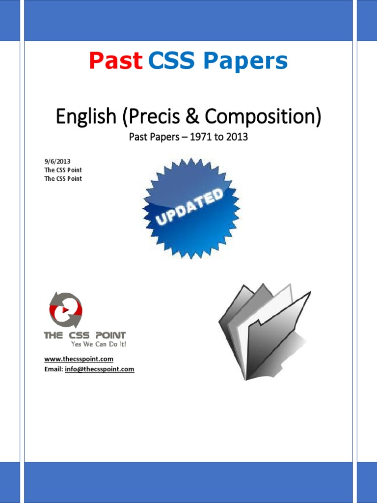 English Precis Composition CSS Past Papers 1971 To 2013 Updated PDF ...