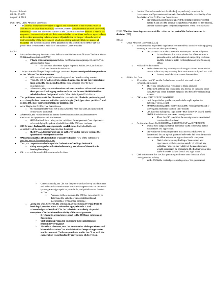 Grave Abuse of Discretion in Reyes Case | PDF | Judgment (Law) | Discretion