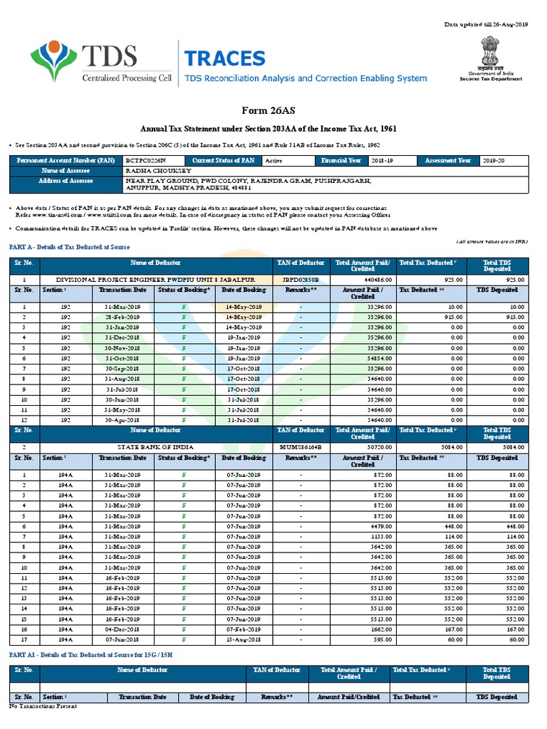 BCTPC0226N 2019 PDF | PDF | Income Tax In India | Taxes