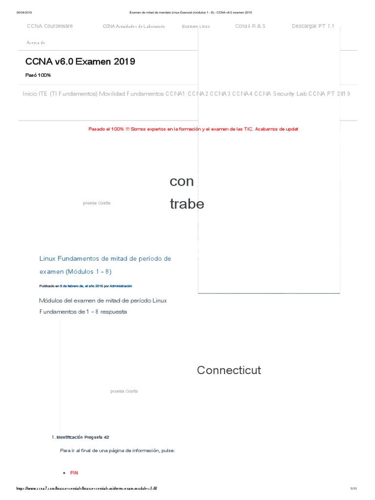 Linux Essentials Midterm Exam (Modules 1 - 8) - CCNA v6.0 Exam 2019.en - Es | PDF | Distribución ...