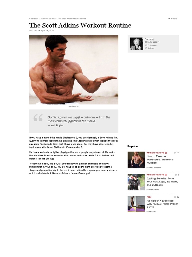 Scott Adkins - Rutinas Músculos, Routines Muscles | PDF | Weight ...