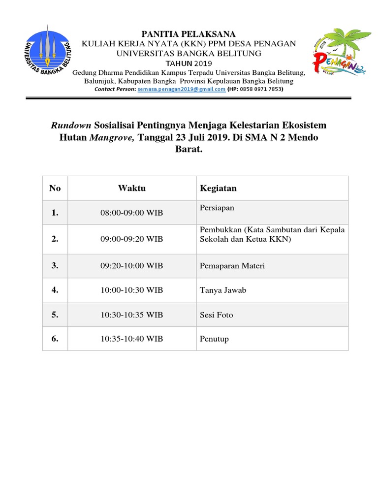 Rundown Acara Sosialisasi | PDF