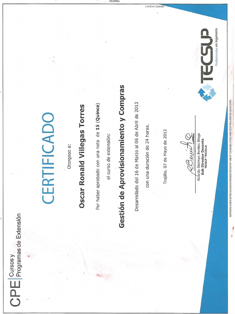 Certificado TECSUP PDF | PDF