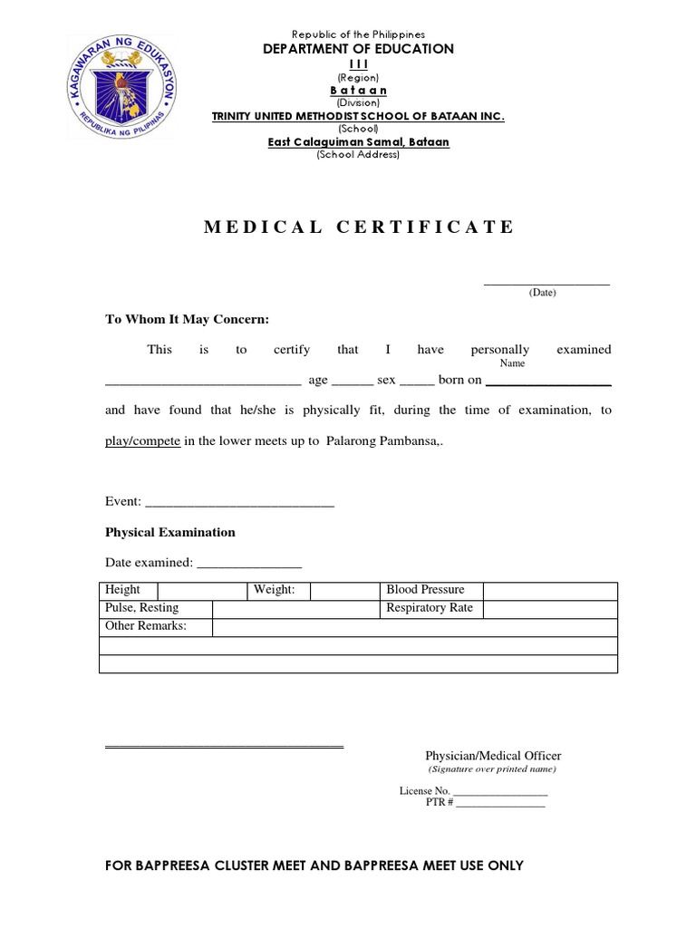 Medical Certificate