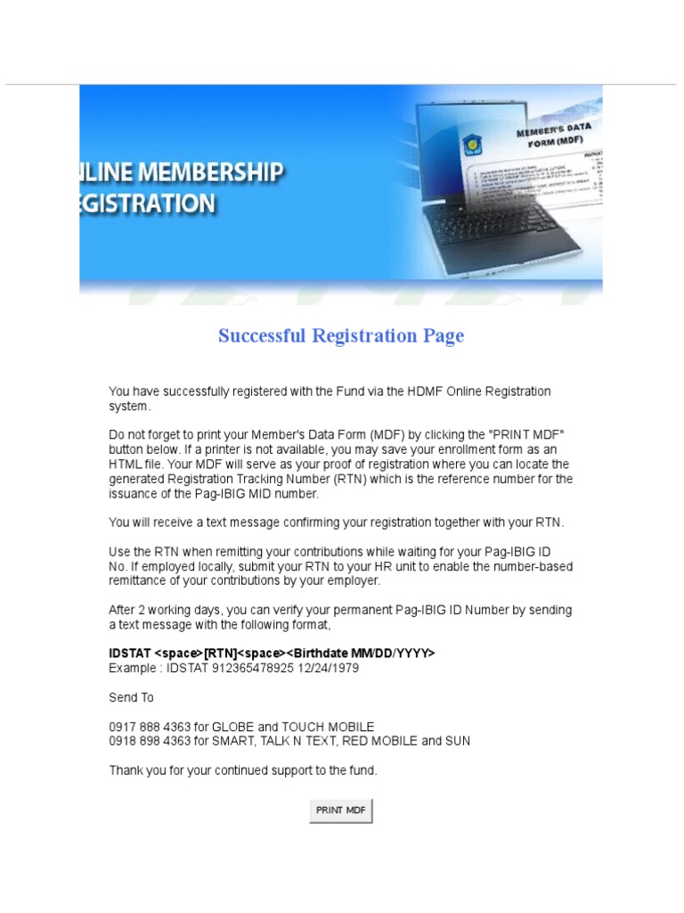 Successful Registration Page | PDF