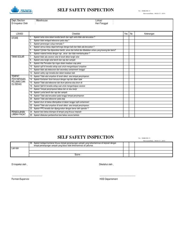 13-Checklist Inspeksi Warehouse | PDF