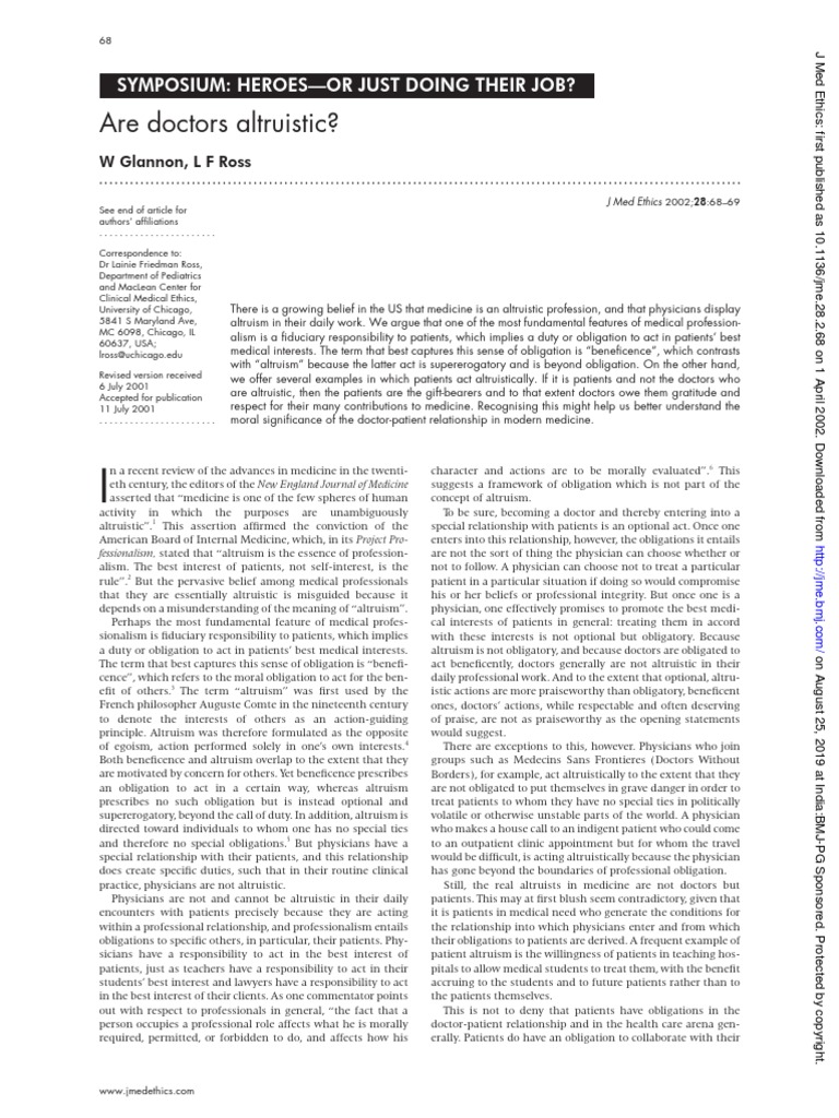 Are Doctors Altruistic | PDF | Altruism | Organ Donation