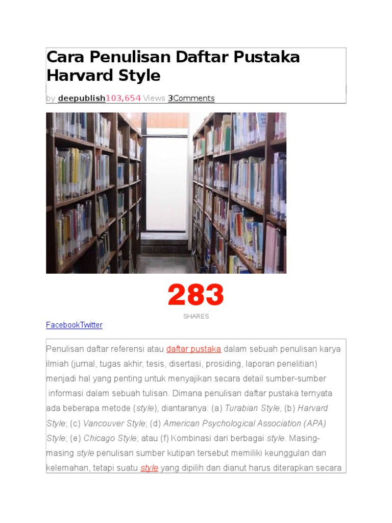 Panduan Penulisan Daftar Pustaka Harvard | PDF | Kajian Bahasa Asing