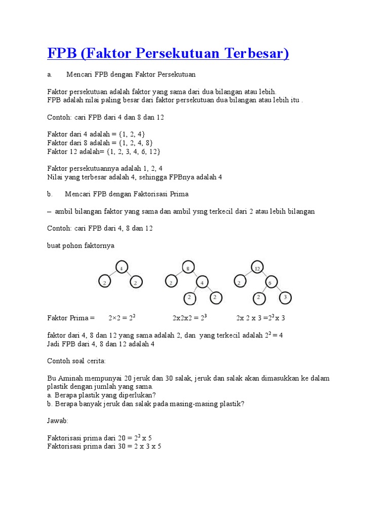 FPB (Faktor Persekutuan Terbesar) | PDF