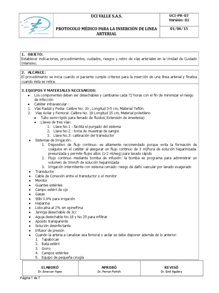 Colocacion de Linea Arterial | PDF | Legumbres | Presión sanguínea