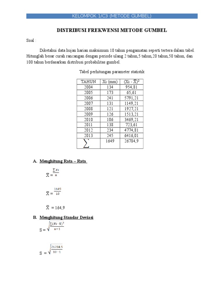 Distribusi Frekwensi Metode Gumbel | PDF