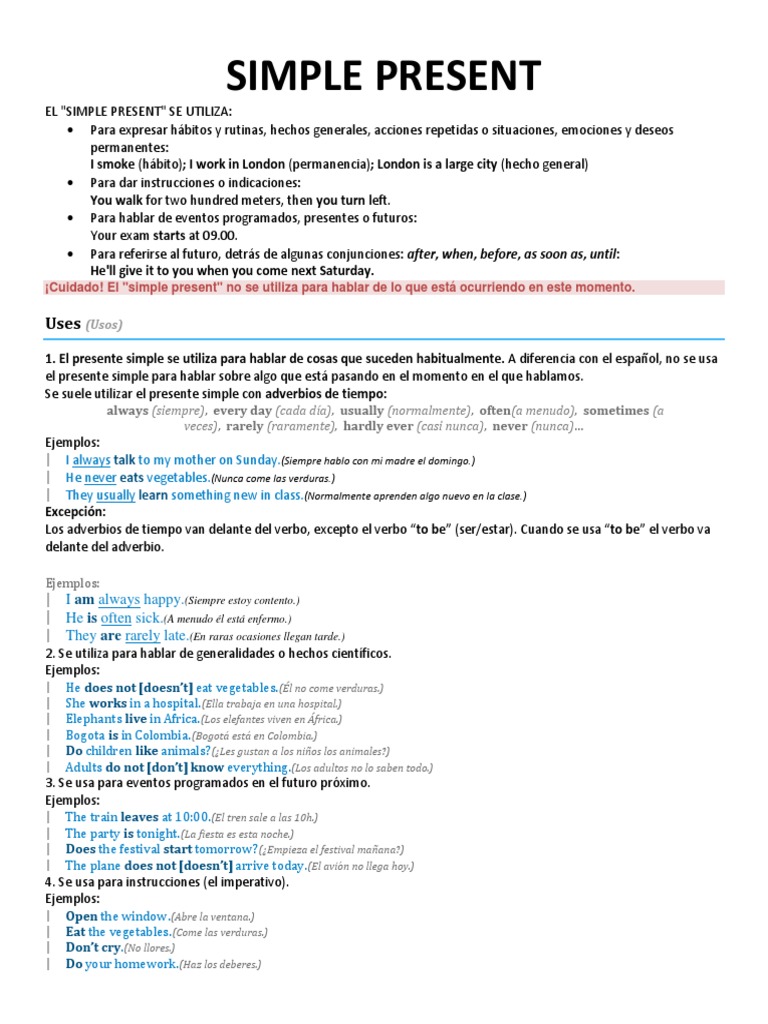 Simple Present | PDF | Conjugación gramatical | Verbo
