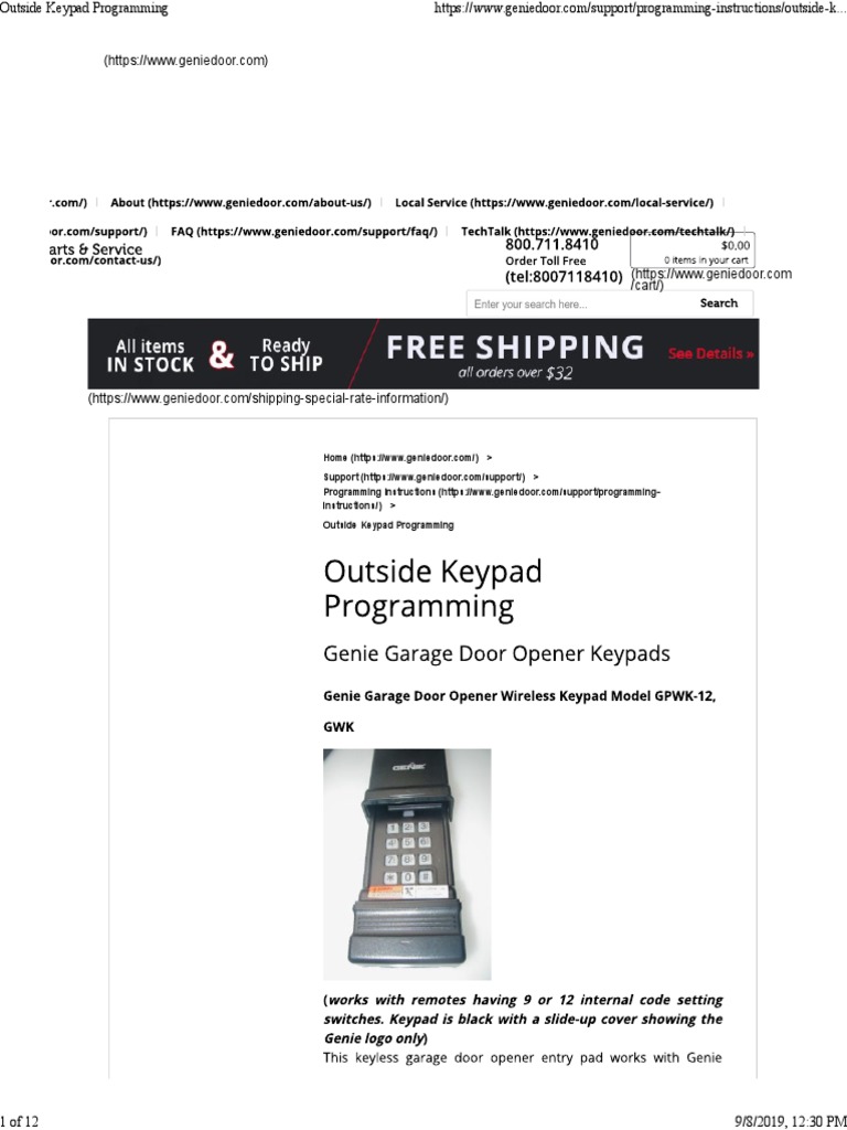 Instructions/) Outside Keypad Programming | PDF | Personal Identification Number | Electronics