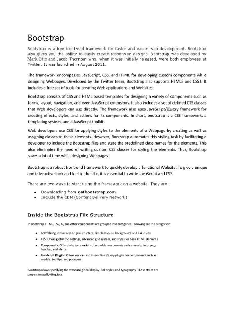 Bootstrap: Mark Otto and | Download Free PDF | Bootstrap (Front End Framework) | Areas Of ...