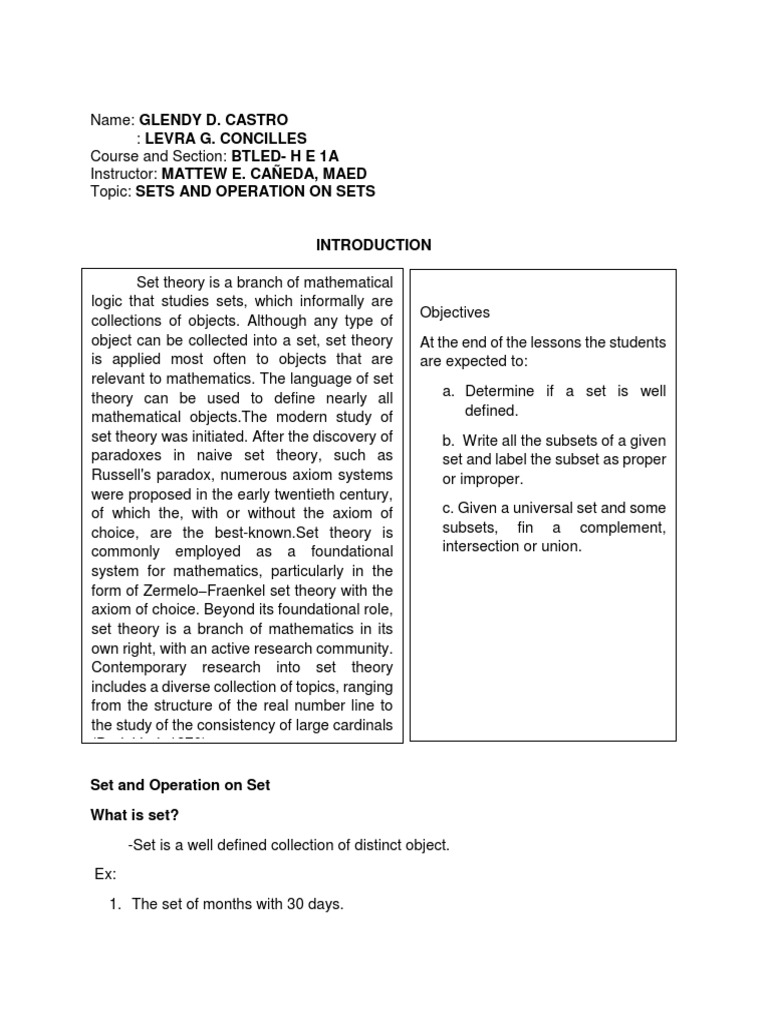 Written Report | PDF | Set (Mathematics) | Mathematical Logic