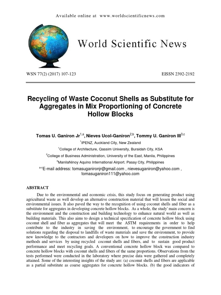 Coconut Shells as Concrete Aggregate Substitute | PDF | Construction ...