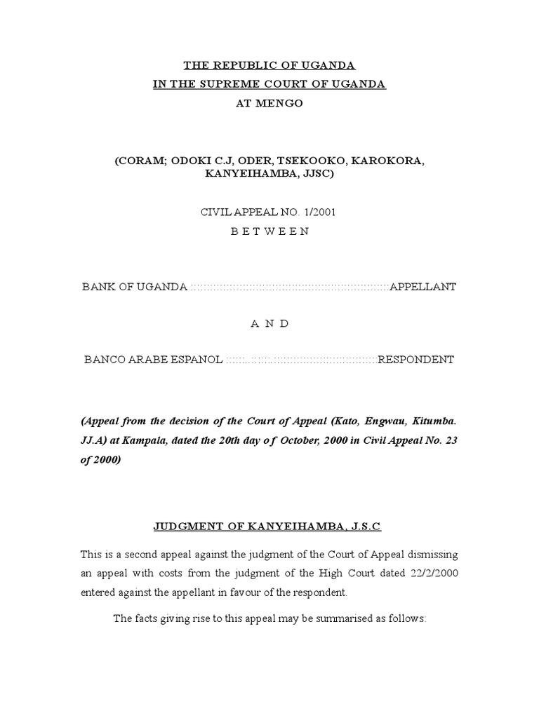 The Republic of Uganda in The Supreme Court of Uganda at Mengo | PDF ...
