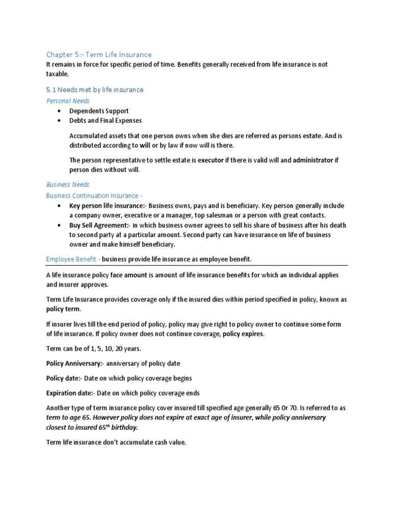 Principles of Insurance - Notes | PDF | Life Insurance | Insurance Policy