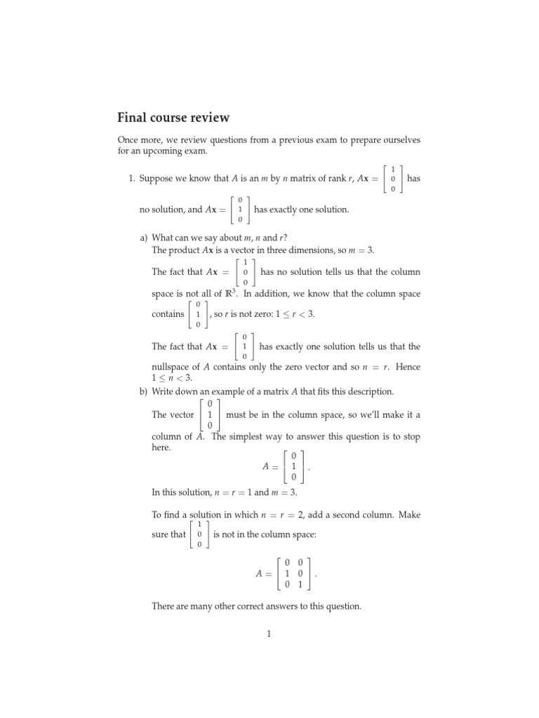 MIT18 06SCF11 FinalRevsum | PDF | Eigenvalues And Eigenvectors | Matrix (Mathematics)